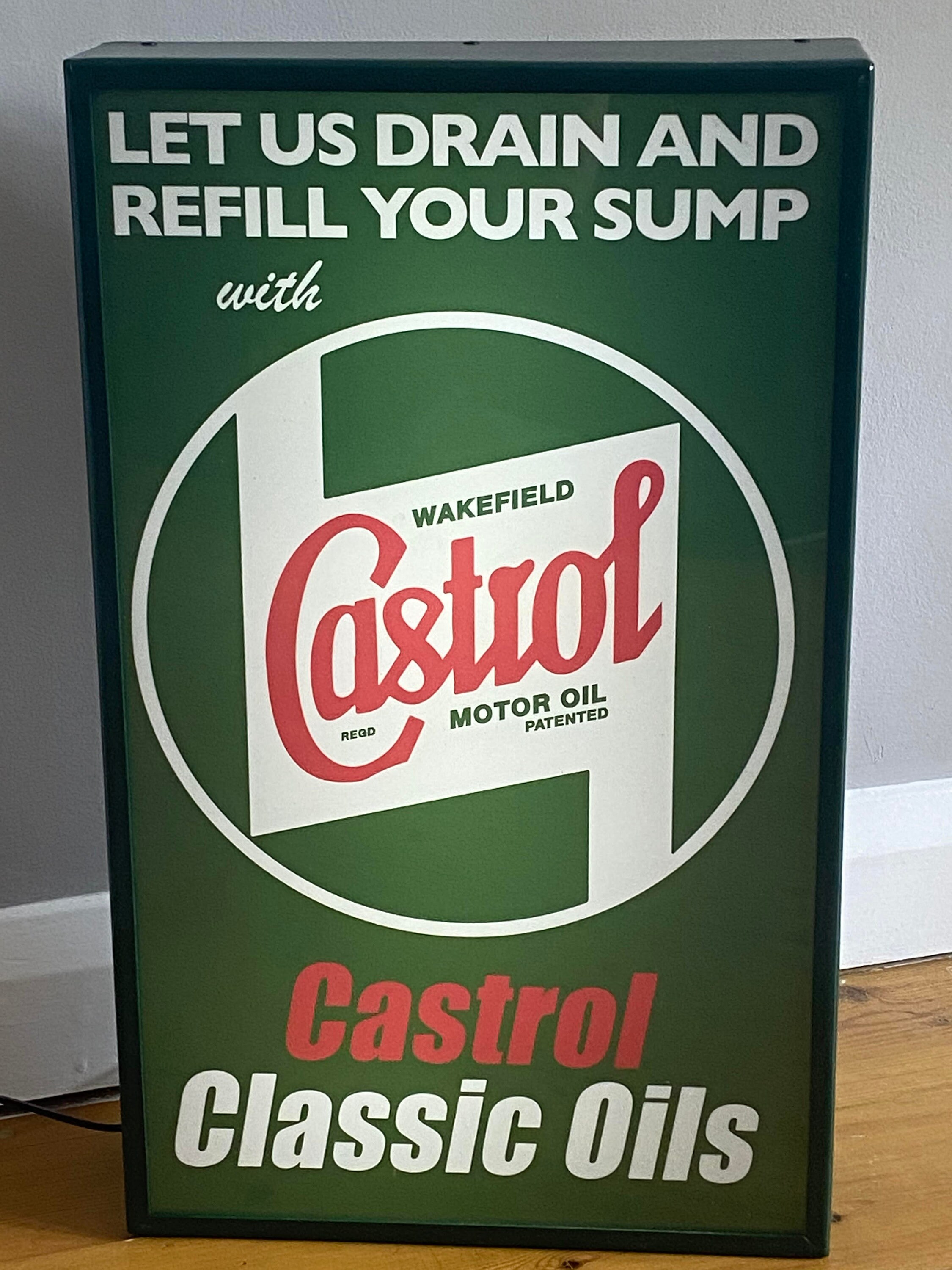 Castrol Oil Illuminated Advertising Sign Garage Oil Garage Gas - Etsy
