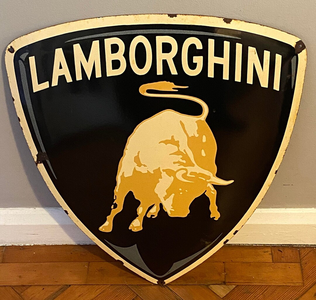 Rare Lamborghini Antique Enamel Dealership Wall Sign Dealership Art ...