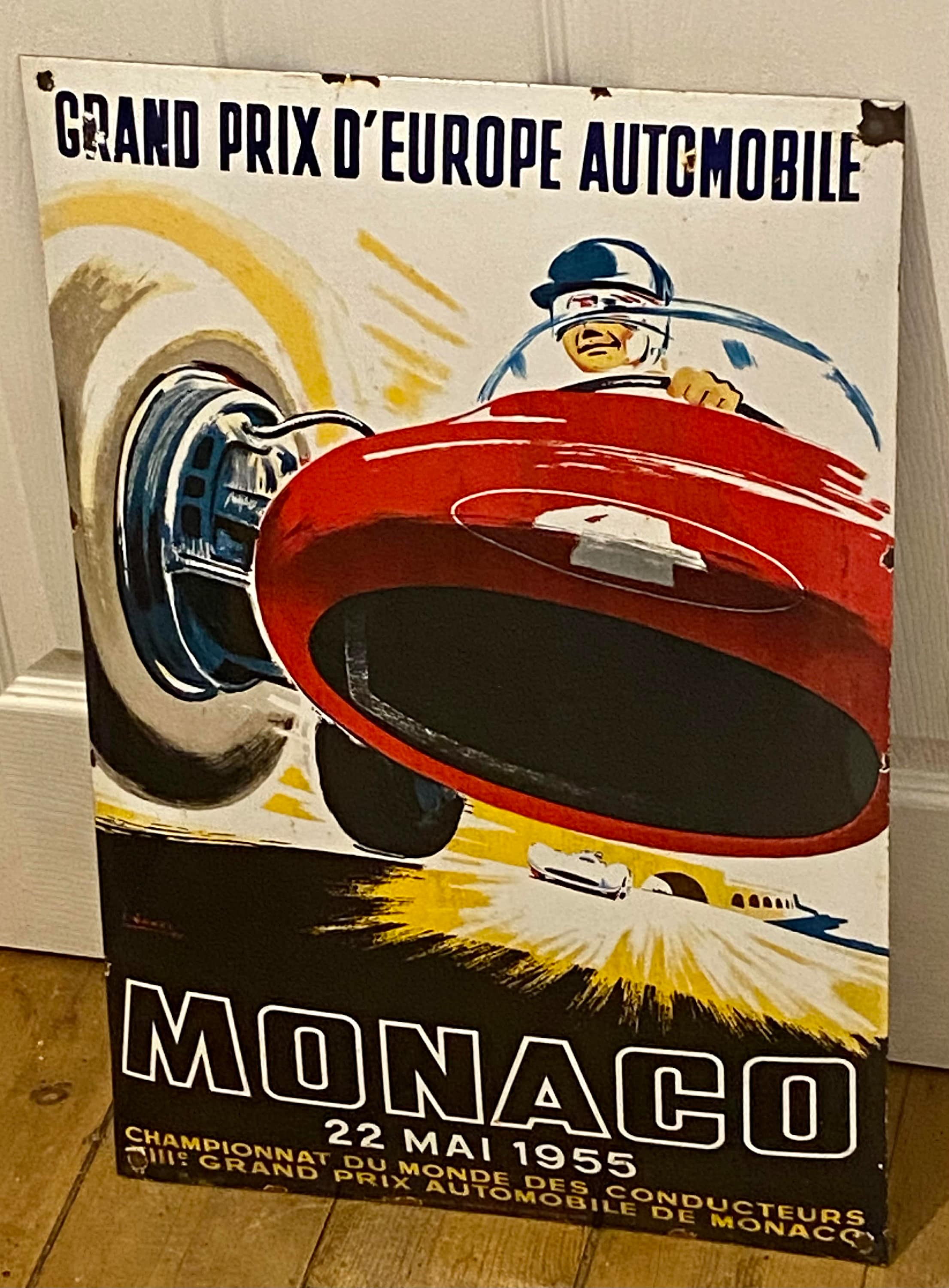 Large Monaco Grand Prix 1955 Enamel Race Sign J. Ramel Grand Prix D ...