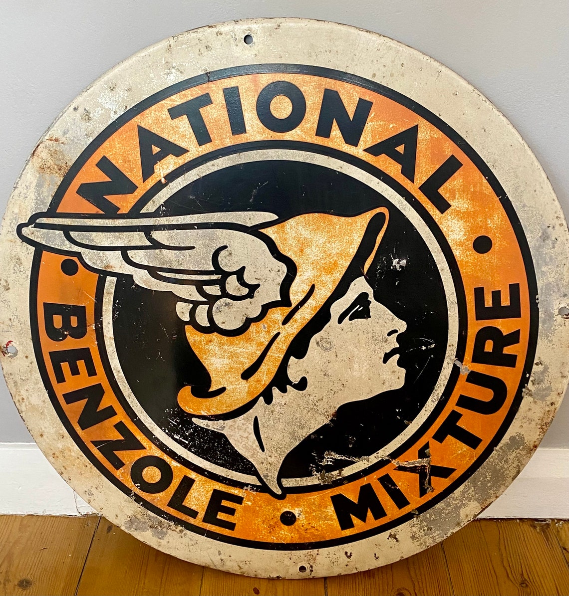 Rare 1930s Large National Benzole Mixture Old Metal Garage Dealer ...