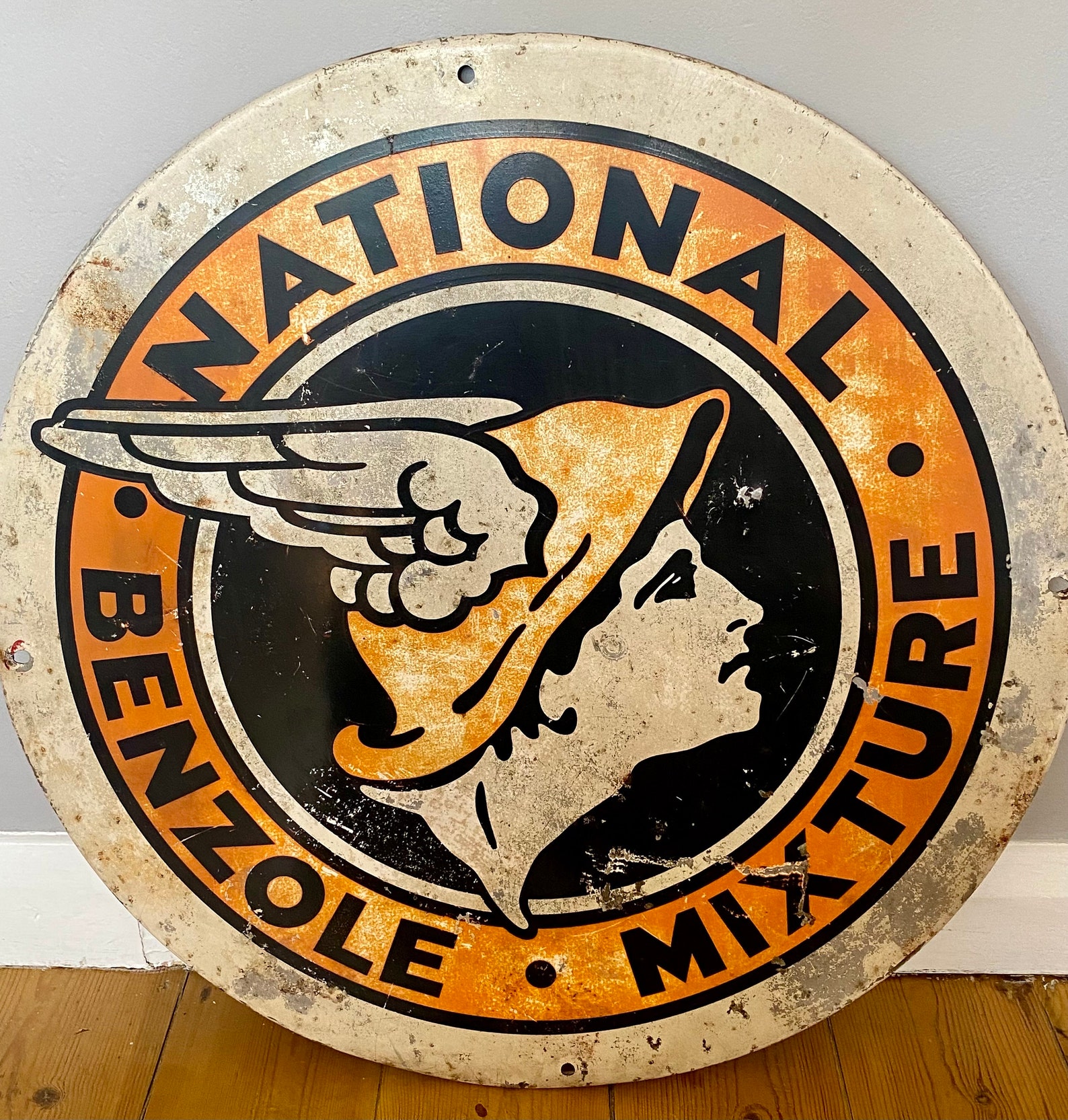 Rare 1930s Large National Benzole Mixture Old Metal Garage Dealer ...