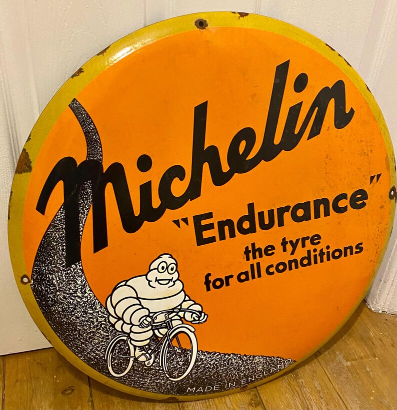 Vintage Michelin Man Enamel Sign – "endurance" Tyre Advertisement, Made ...