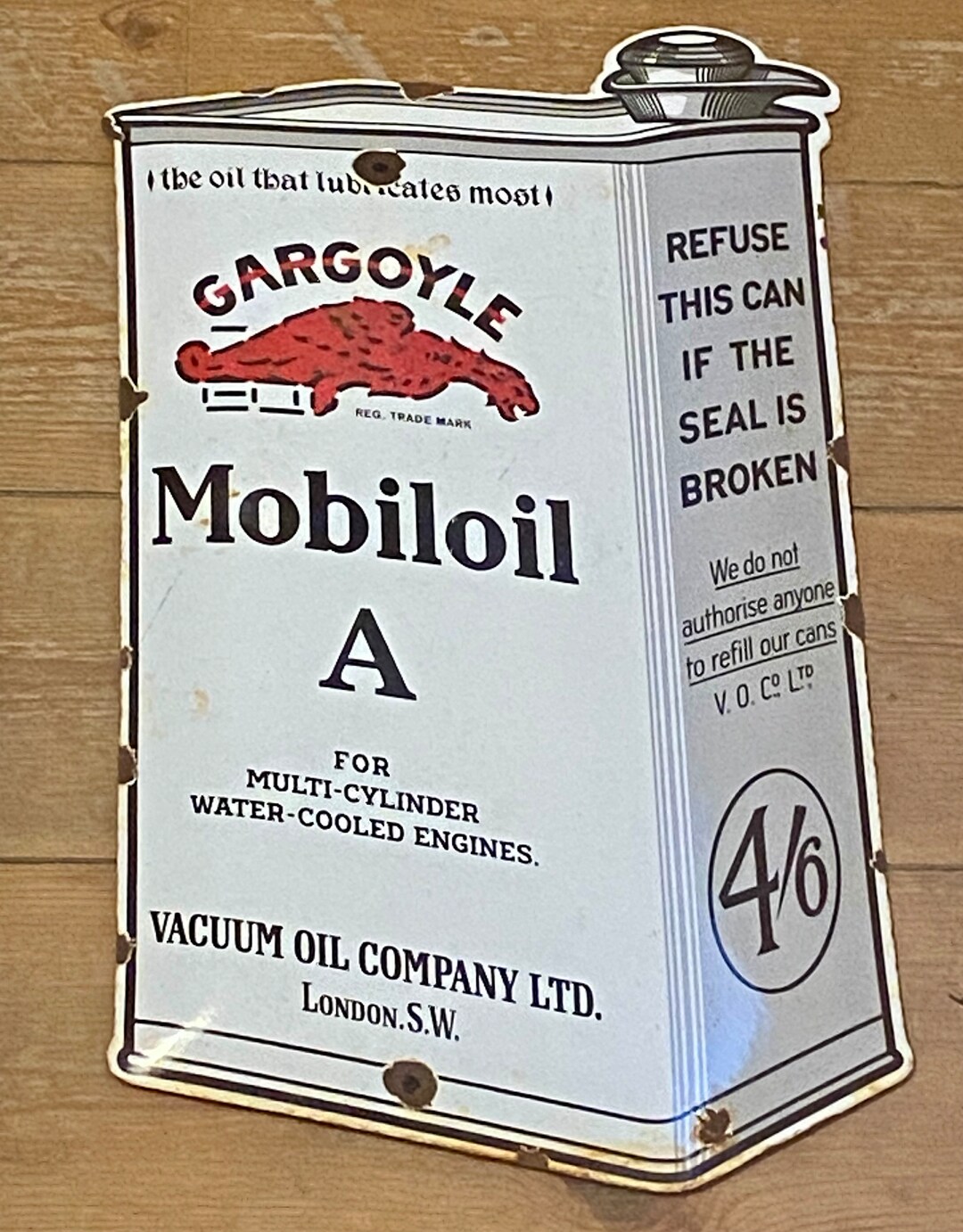 Rare Mobiloil Gargoyle Enamel Sign: Vintage Garage Advertising - Etsy