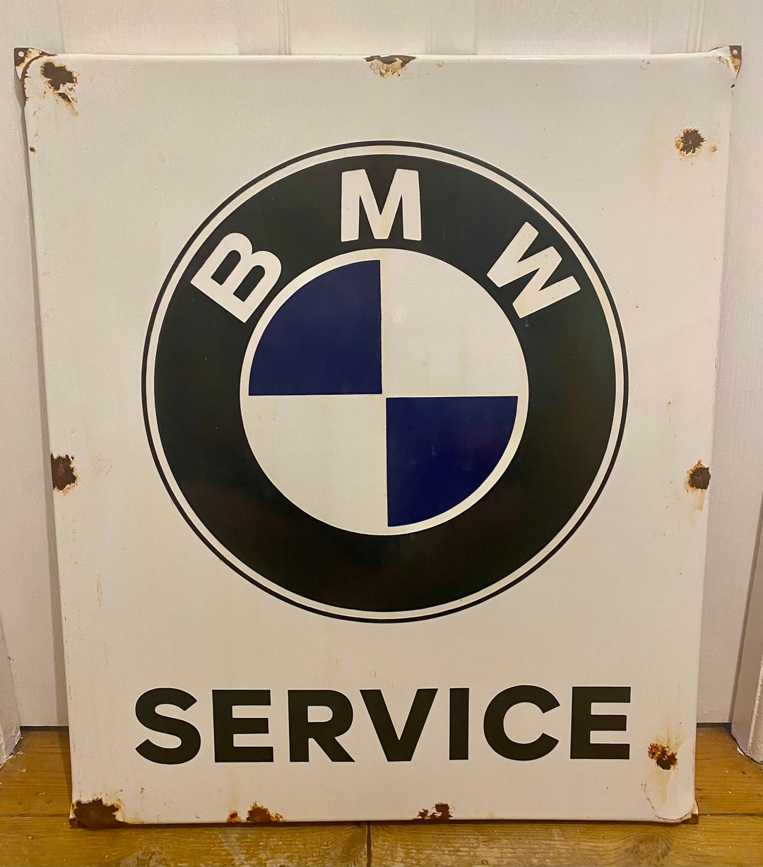Rare Large Vintage BMW Enamel Metal Advertising Sign Dealer Dealership ...