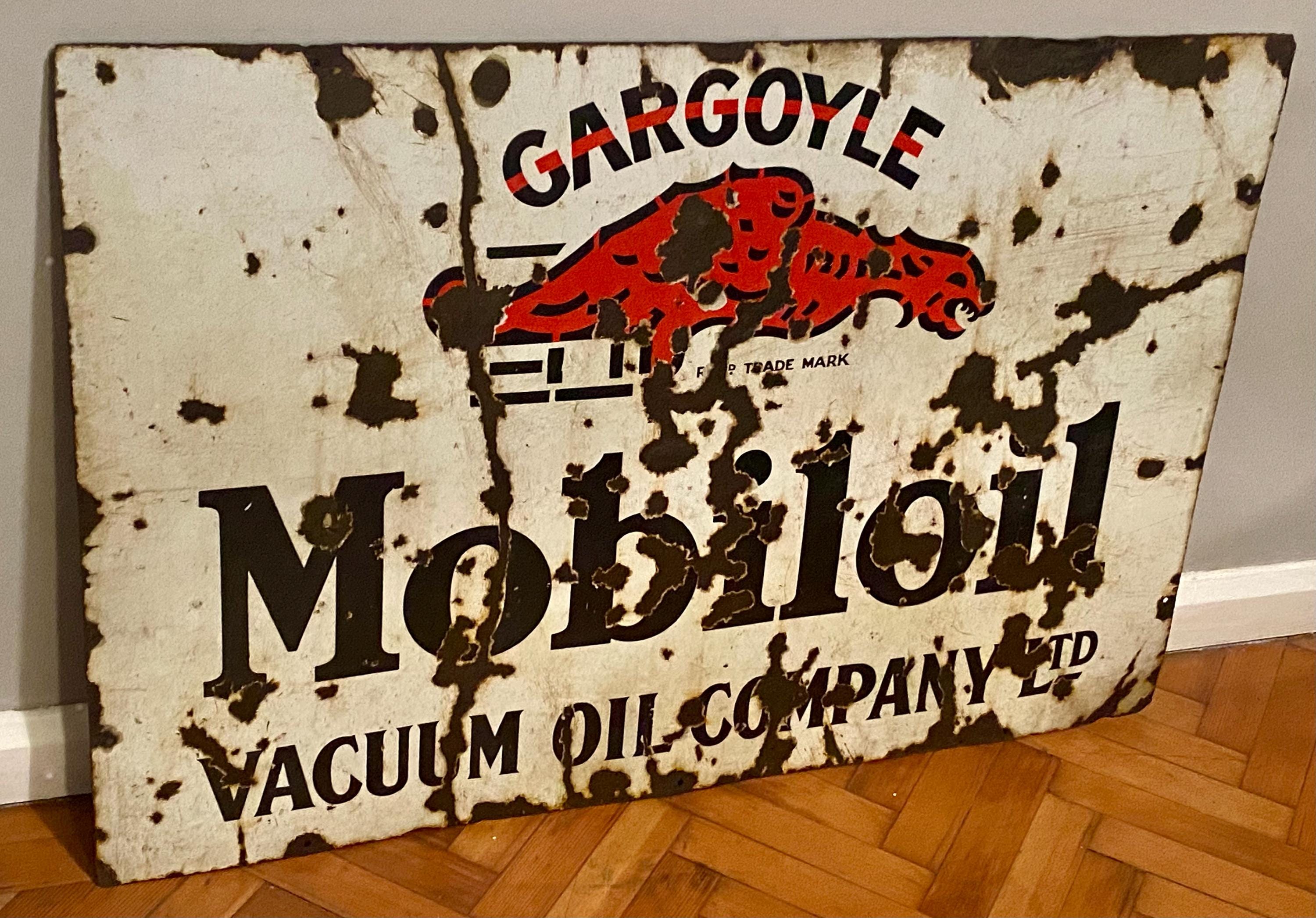 Antique Gargoyle Mobiloil Enamel Sign: Vacuum Oil Company Advertising ...