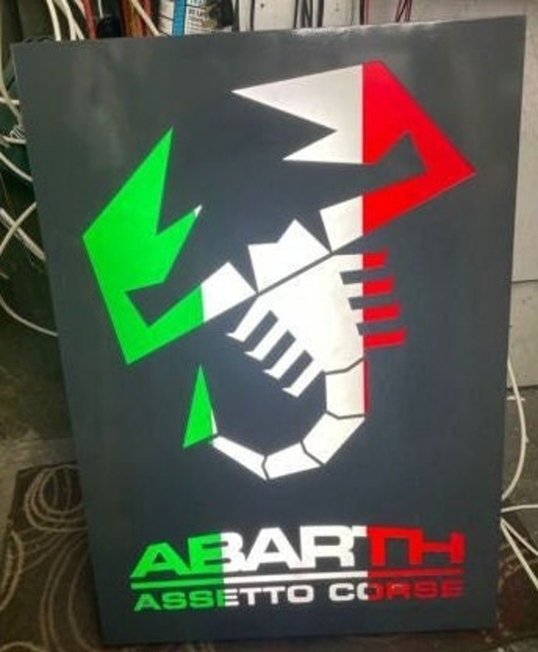 Genuine Large Abarth Racing Illuminated Dealership Wall Sign Garage ...