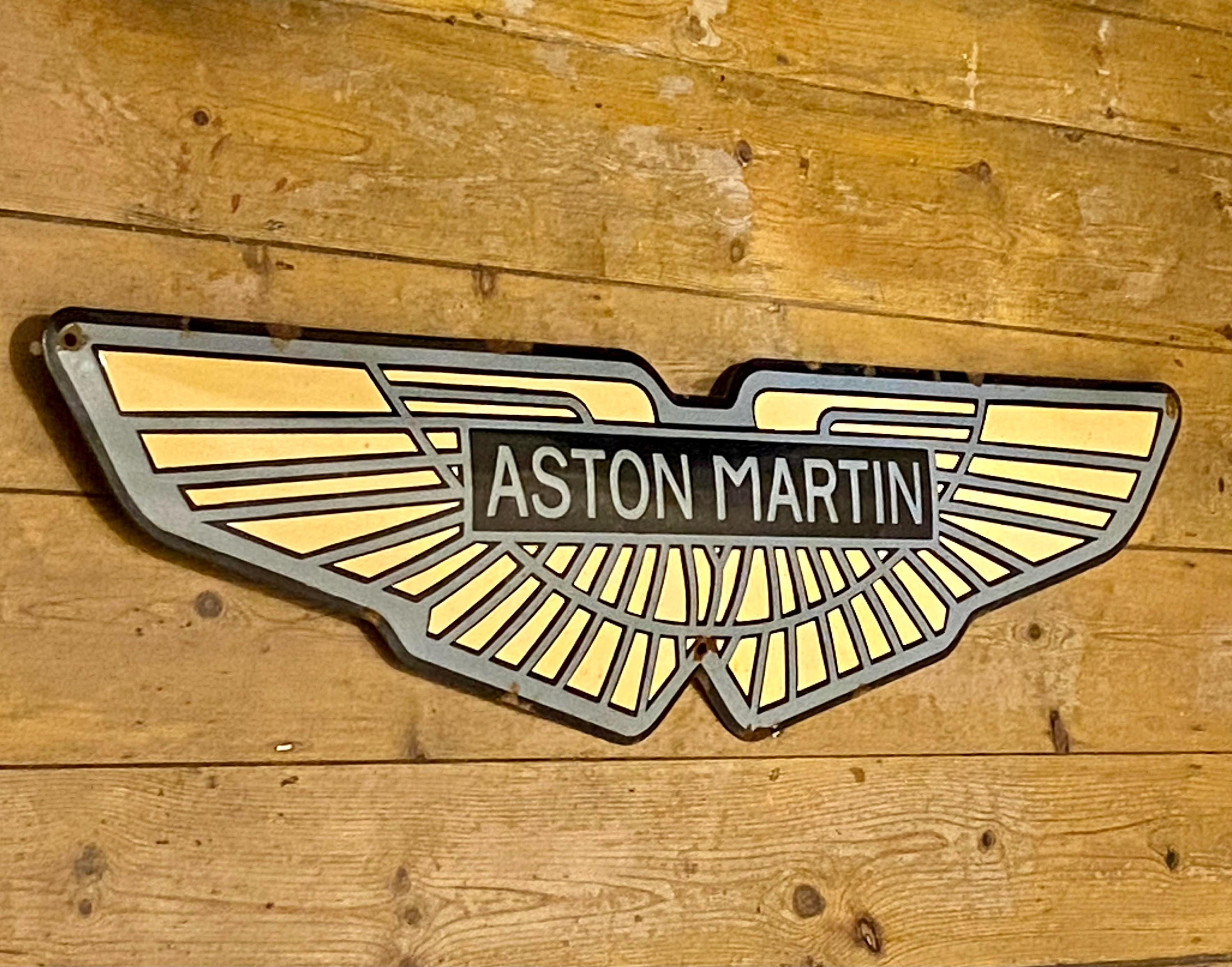 Extra Large Aston Martin Enamel Metal Wings Dealership Wall Sign Plaque ...