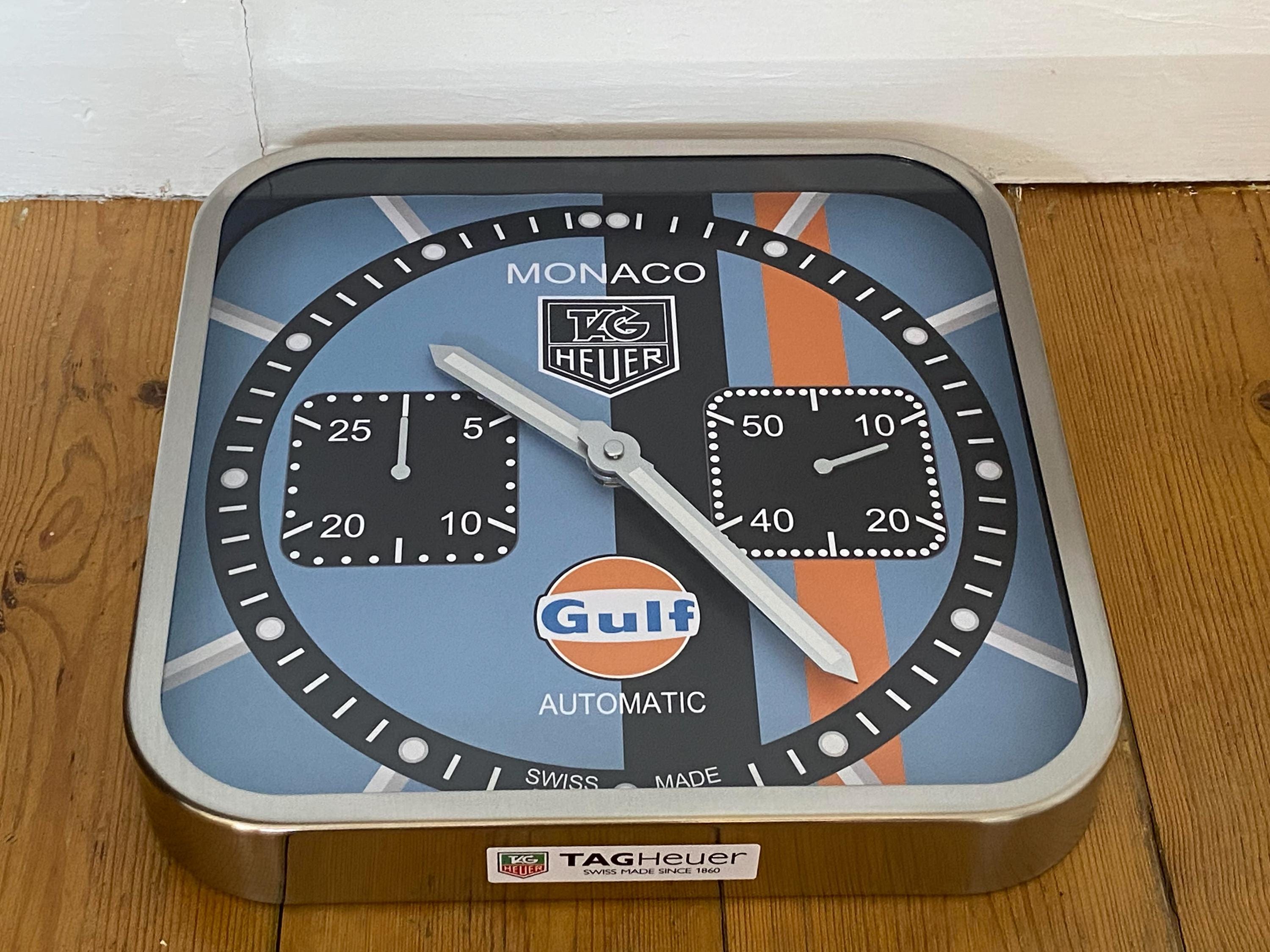 Rare Tag Heuer Monaco F1 Gulf Racing Wall Clock Ltd Edition Watch ...