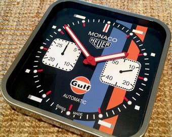 Rare Tag Heuer Monaco F1 Gulf Racing Wall Clock Ltd Edition Watch ...
