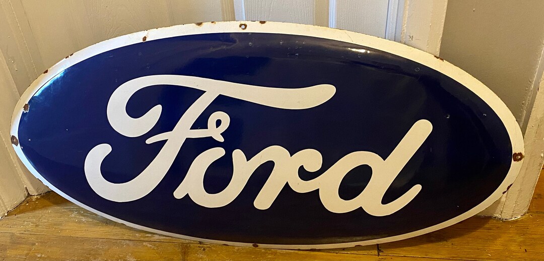 Rare Extra Large Ford Dealership Enamel Sign: Garage Automobilia (100cm ...