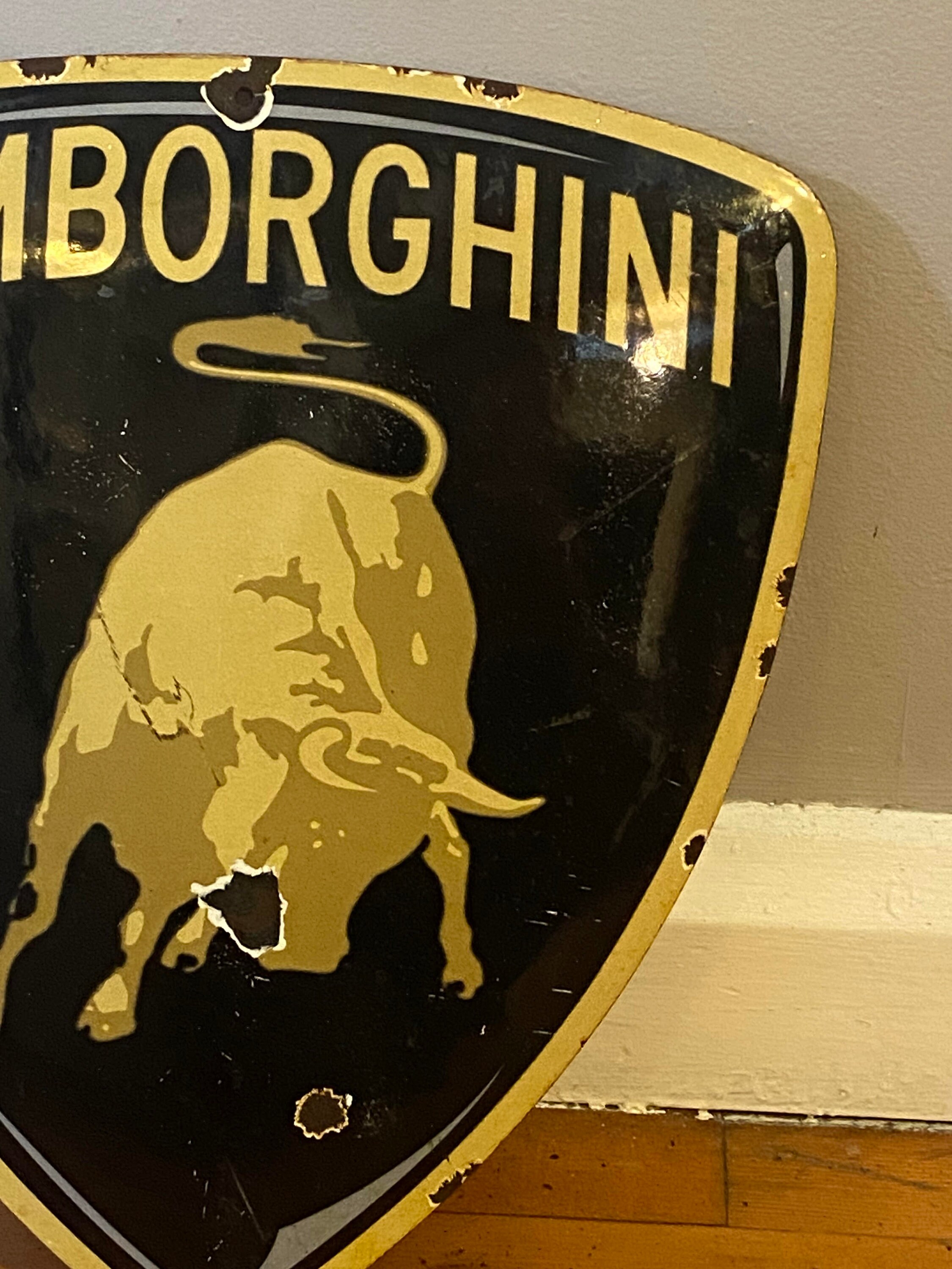 Rare Lamborghini Antique Enamel Dealership Wall Sign Dealership Art ...