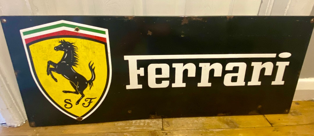 Rare Large Ferrari Dealership Enamel Dealership Porcelain Enamel Dealer ...