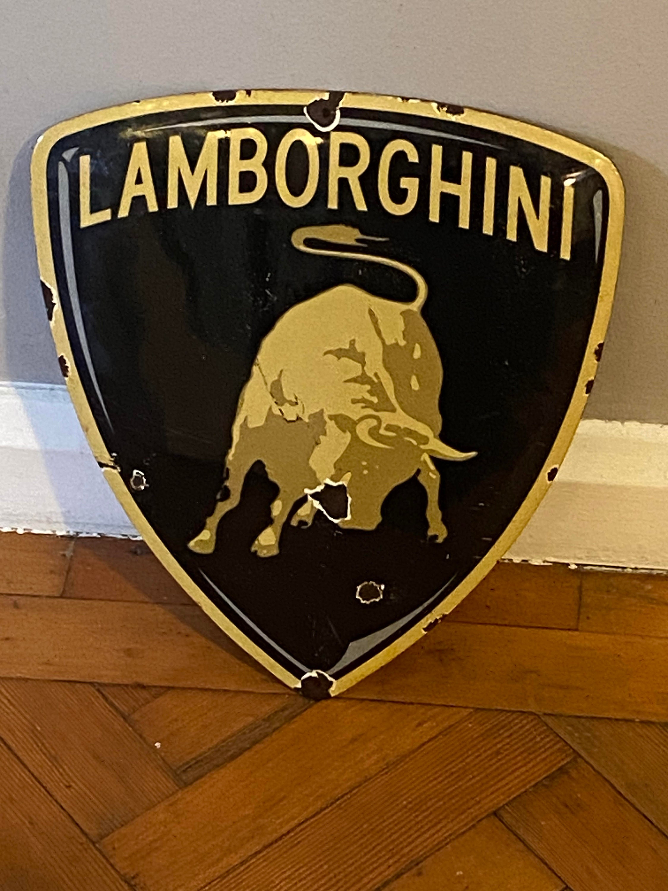 Rare Lamborghini Antique Enamel Dealership Wall Sign Dealership Art ...