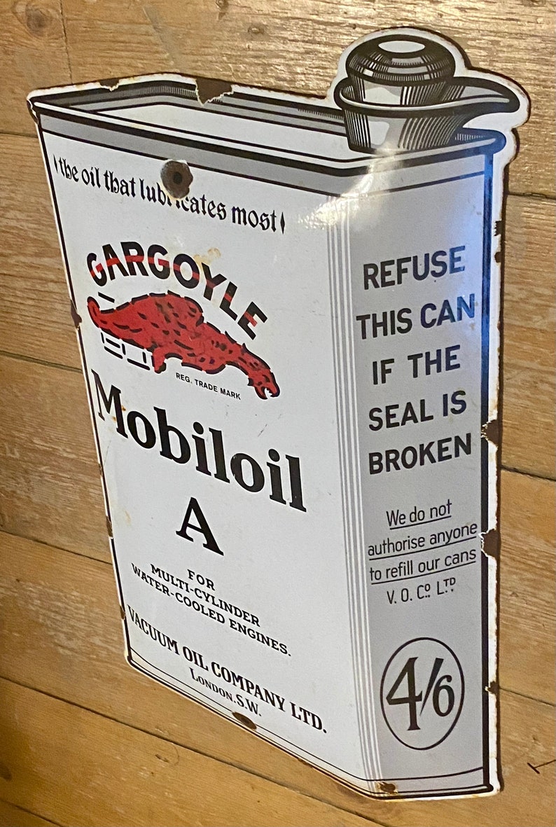 Rare Mobiloil Gargoyle Enamel Sign: Vintage Garage Advertising - Etsy
