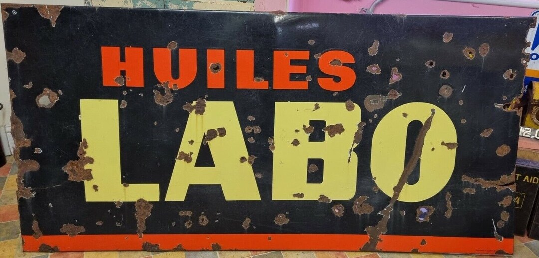 Very Rare Genuine Antique Huiles Labo French Motor Oil Enamel ...