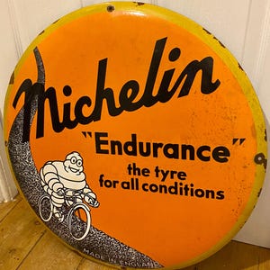 Vintage Michelin Man Enamel Sign – "endurance" Tyre Advertisement, Made ...