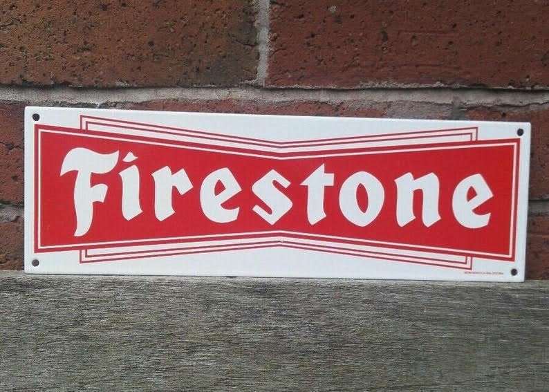 Rare - Firestone Enamel Tyres Dealer Wall Sign Garage Automobilia ...