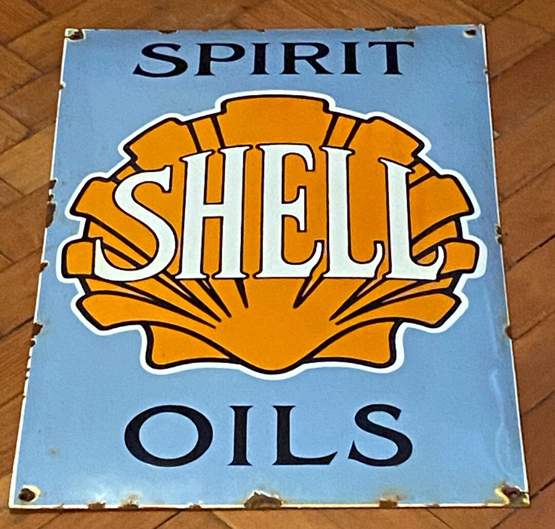 Vintage Shell Oil Enamel Sign: Garage Automobilia Display - Etsy
