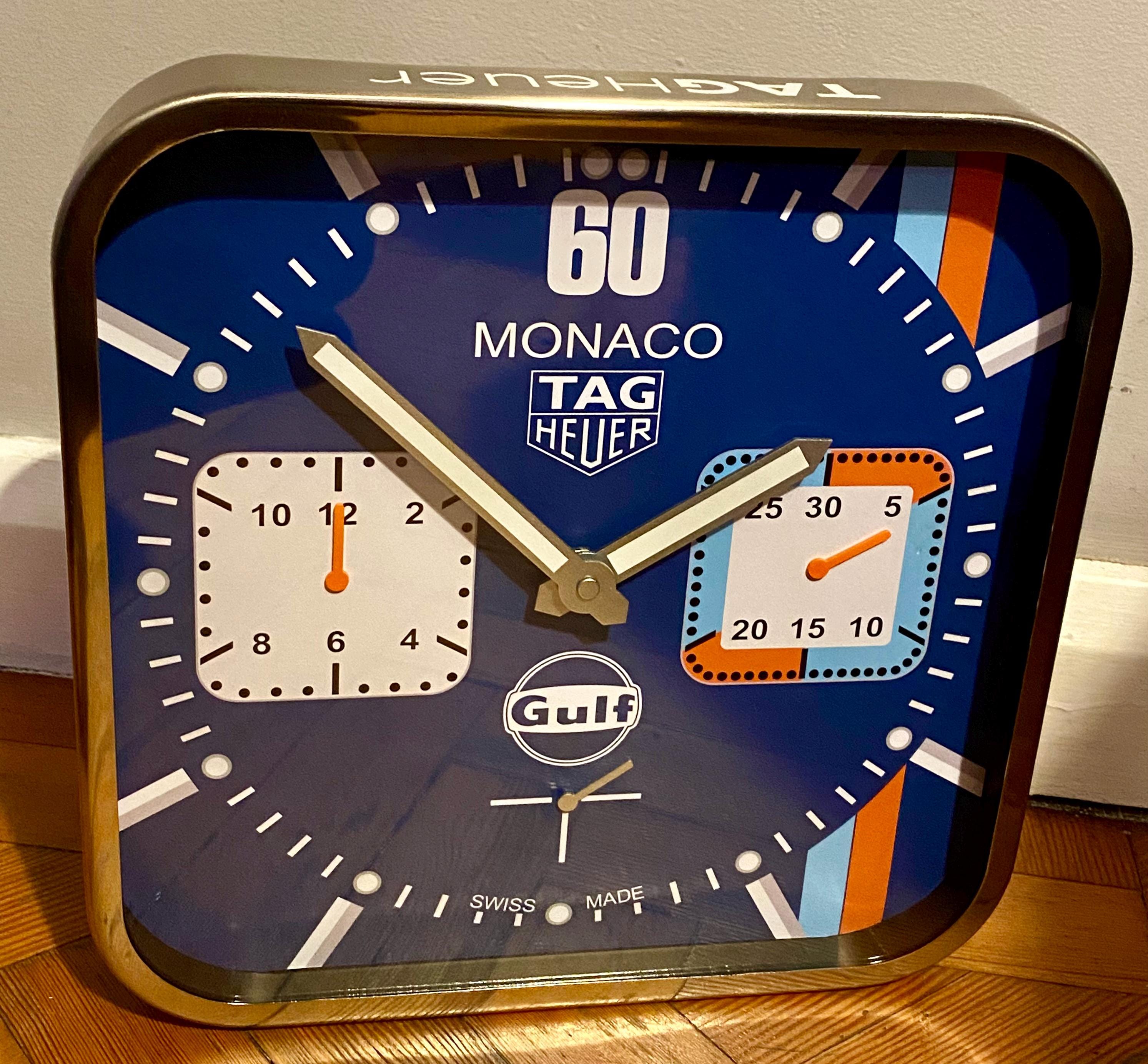 Rare Tag Heuer Monaco F1 Gulf Racing Wall Clock Ltd Special Edition ...