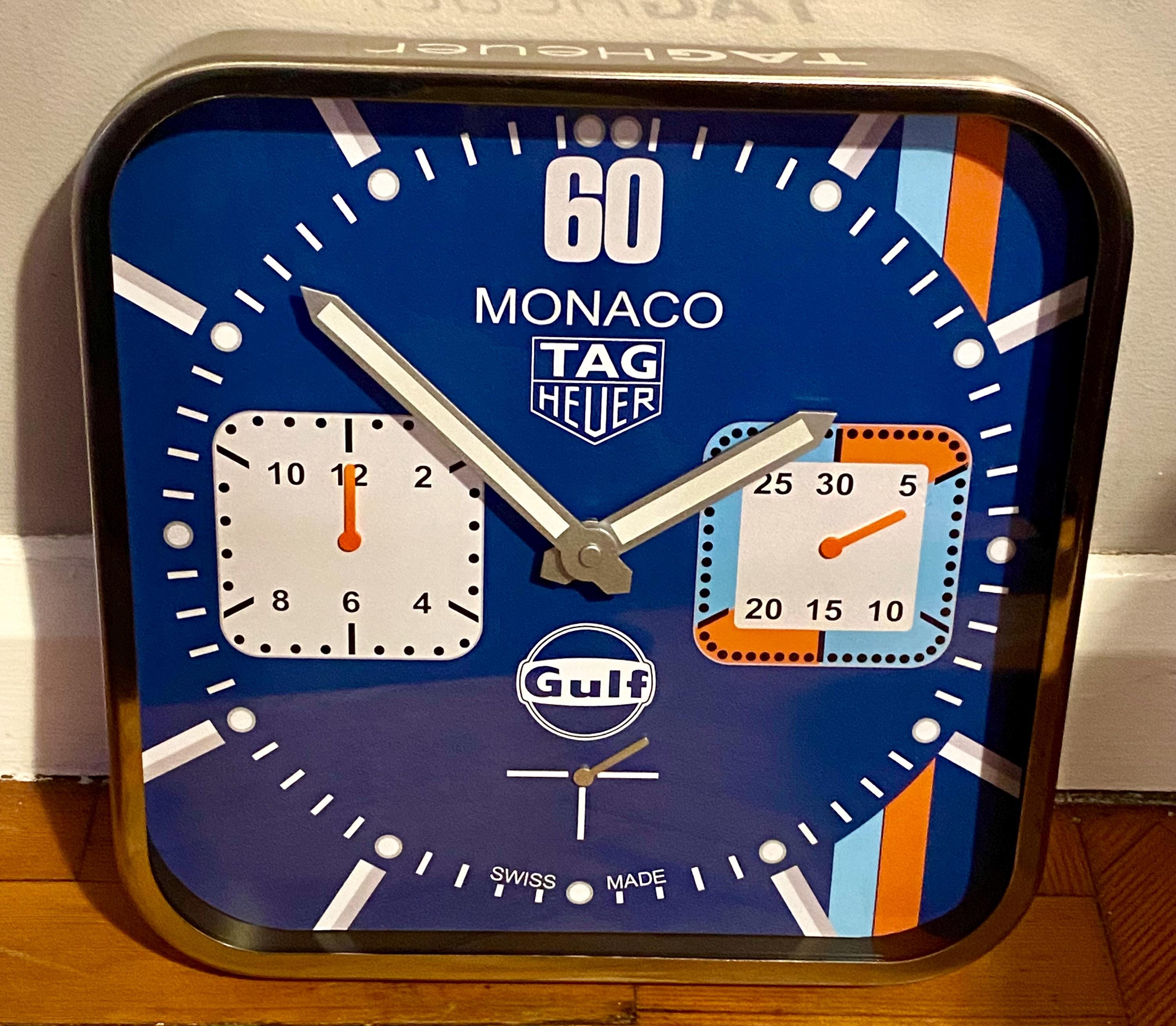 Rare Tag Heuer Monaco F1 Gulf Racing Wall Clock Ltd Special Edition ...