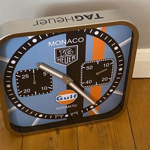 Rare Tag Heuer Monaco F1 Gulf Racing Wall Clock Ltd Edition Watch ...