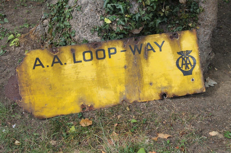 Vintage AA Loop-way Enamel Sign: Franco SW1, Automobile Association ...