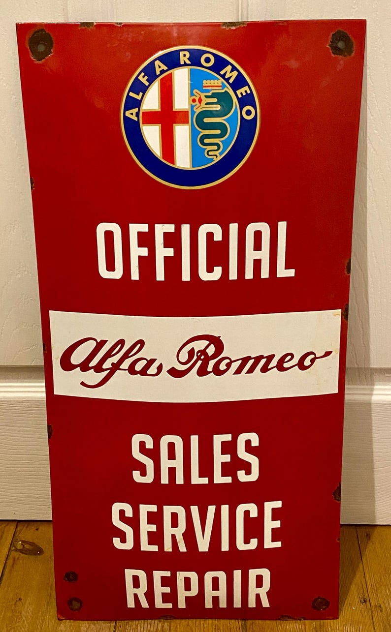 Rare Vintage Alfa Romeo Dealership Sign Dealer Showroom Wall Sign ...