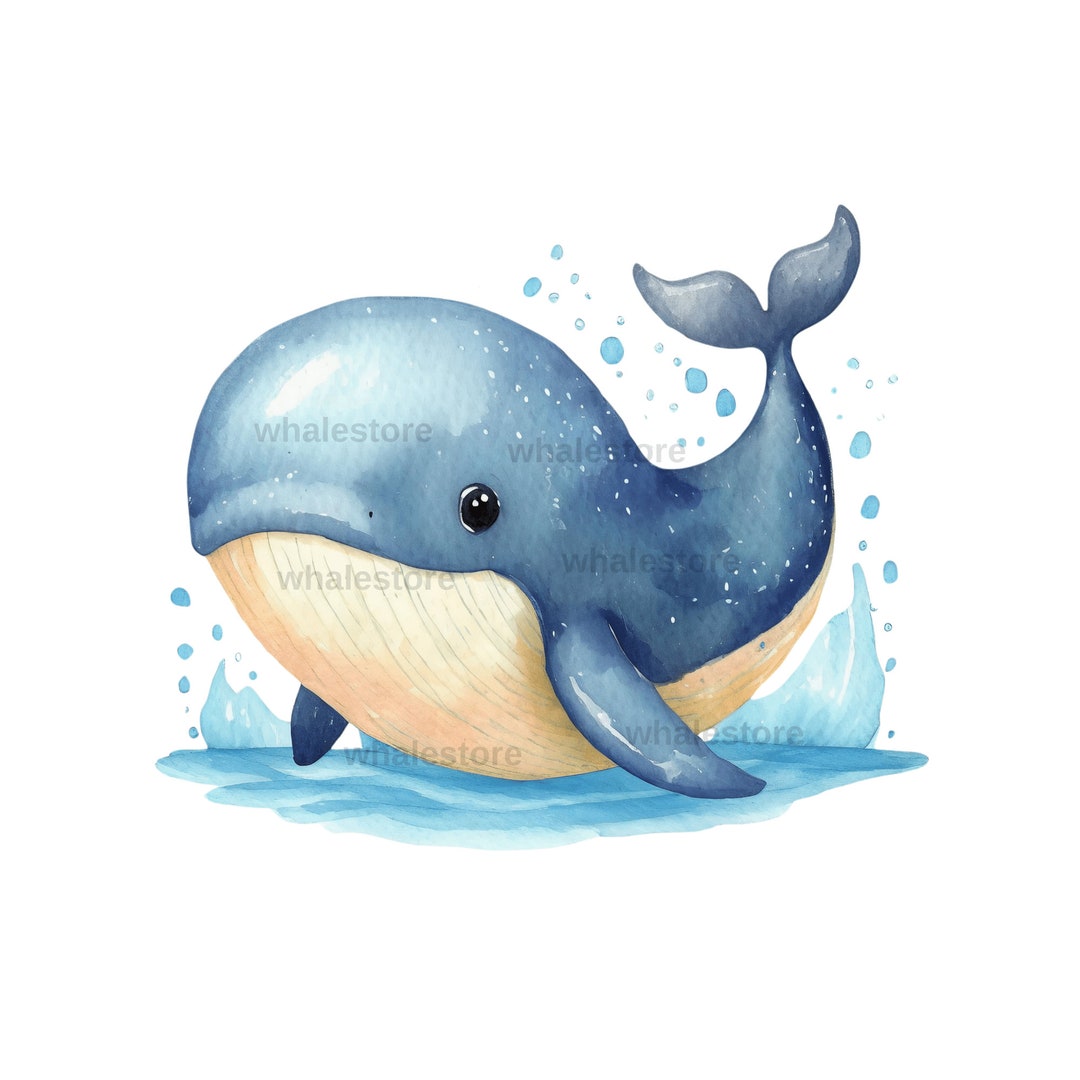 16 Cartoon Whale Clipart, Whale Illustration, Printable Watercolor ...