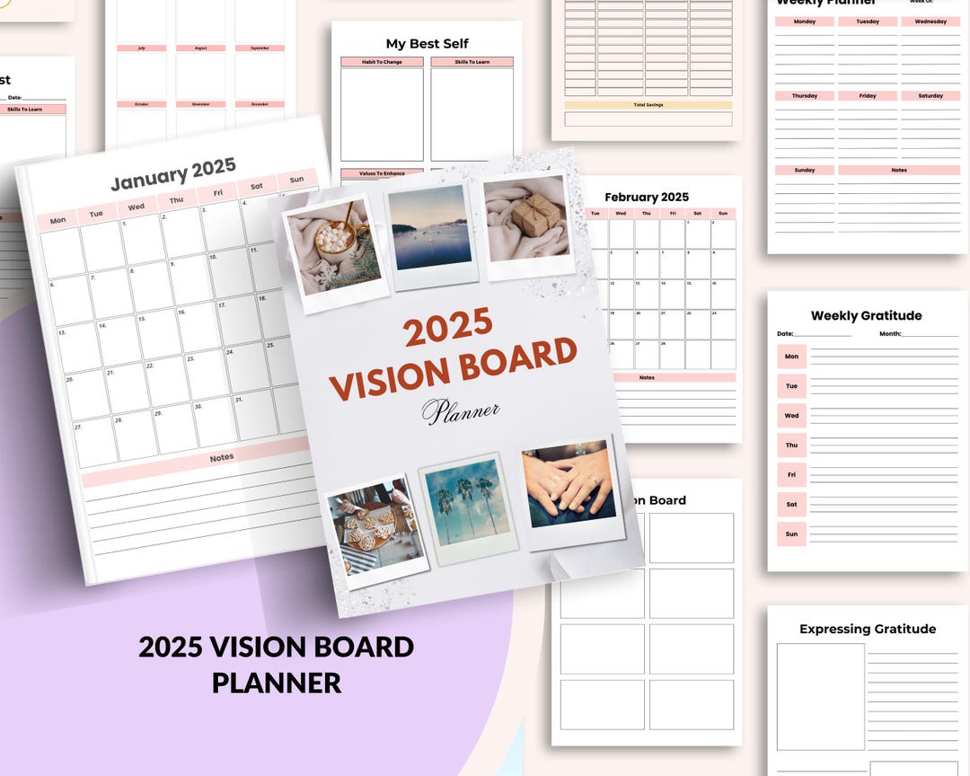 2025 Vision Board Planner - Goal Setting & Dream Planner, Printable ...