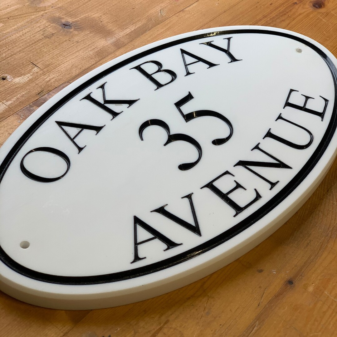 Corian House/ Business Sign Large Oval White or Grey 315x170mm ...