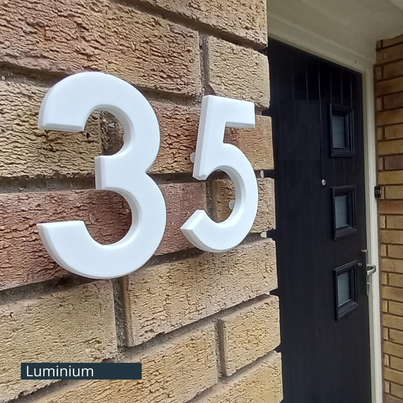 Corian House Numbers - Grey or White - Floating or Stick on - 100mm ...