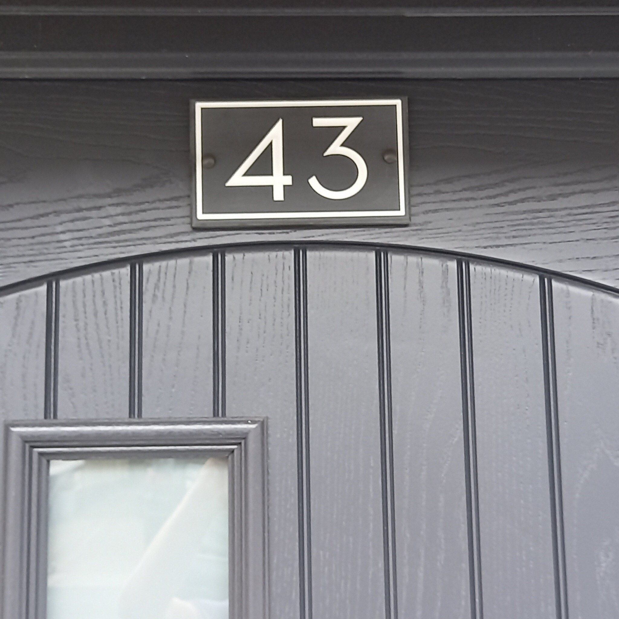 Corian House Number Sign Rectangle White or Grey 200x120mm Personalise ...
