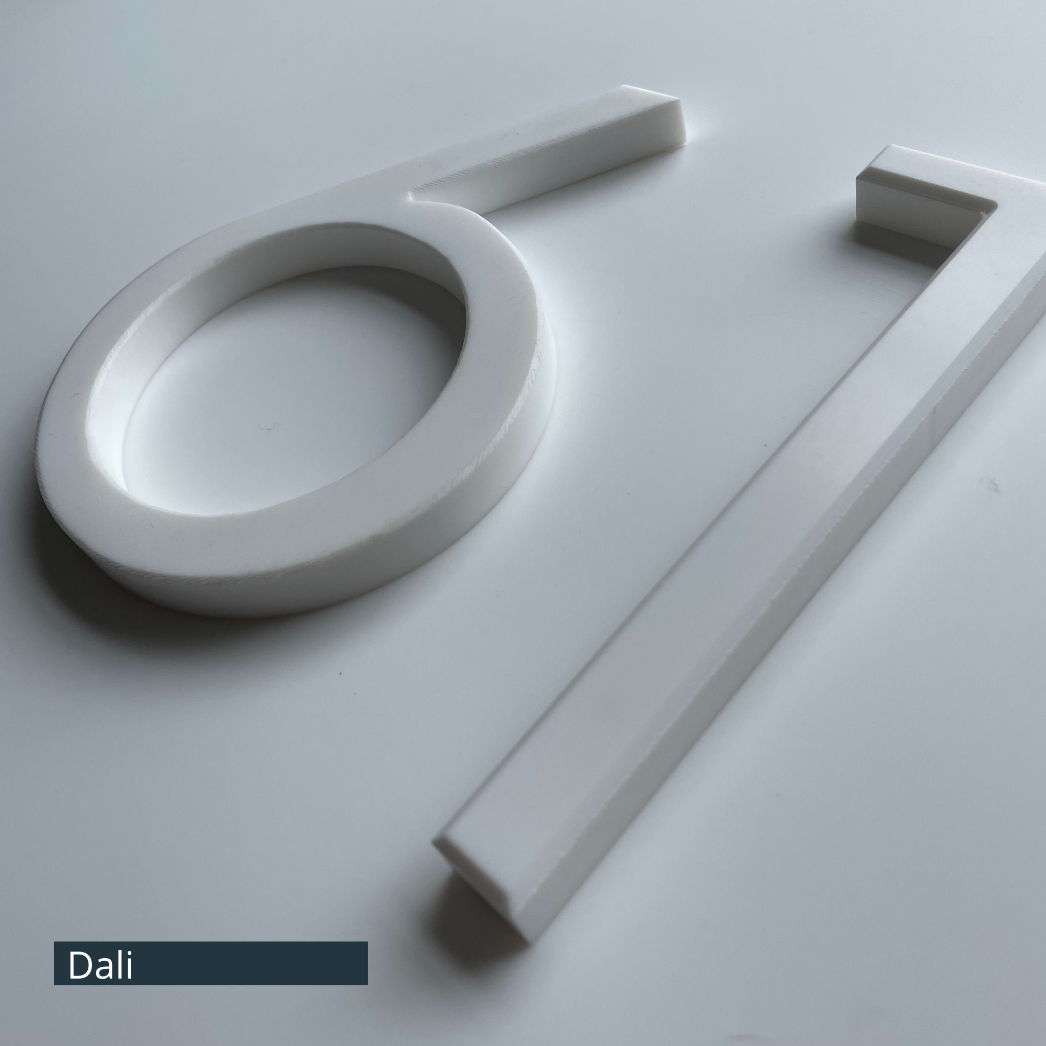 Corian House Numbers - Grey or White - Floating or Stick on - 100mm ...