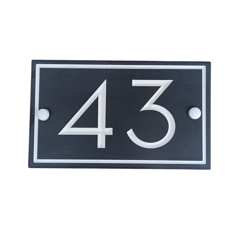 Corian House Number Sign Rectangle White or Grey 200x120mm Personalise ...