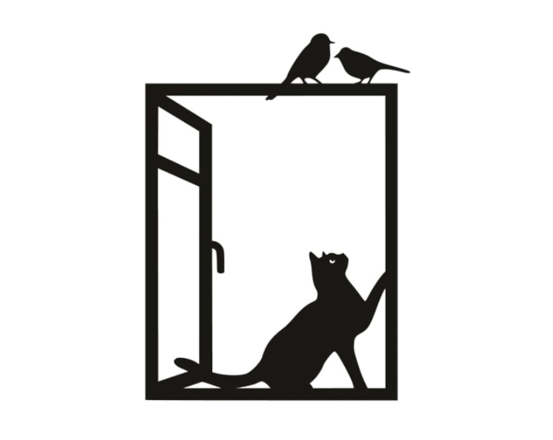 Cat in Window, 3d Printed Wall Decor, Wall Hanging or Door Sing - Etsy