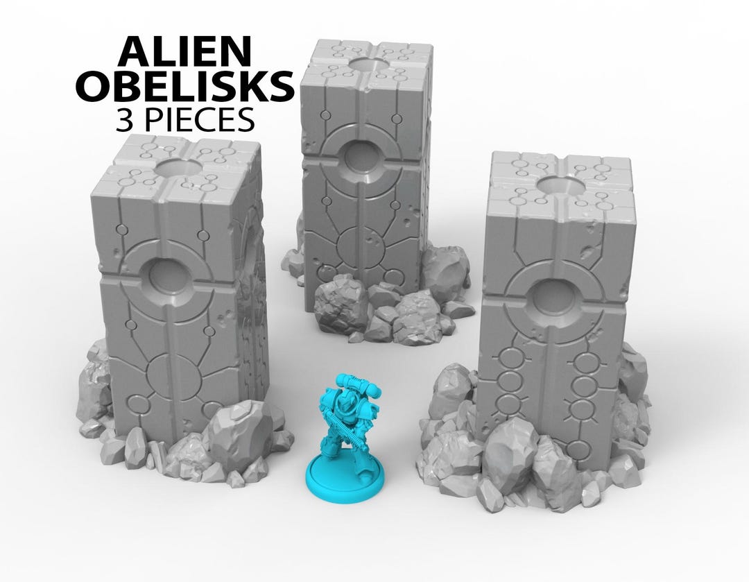 3 X Alien Obelisks Artifacts Scenery Terrain for War Games 28mm/32mm ...