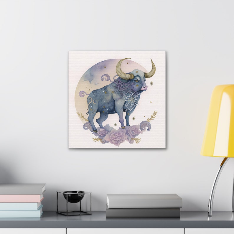 Taurus Sign Watercolor Painting Canvas Gallery Wraps, Zodiac Sign ...