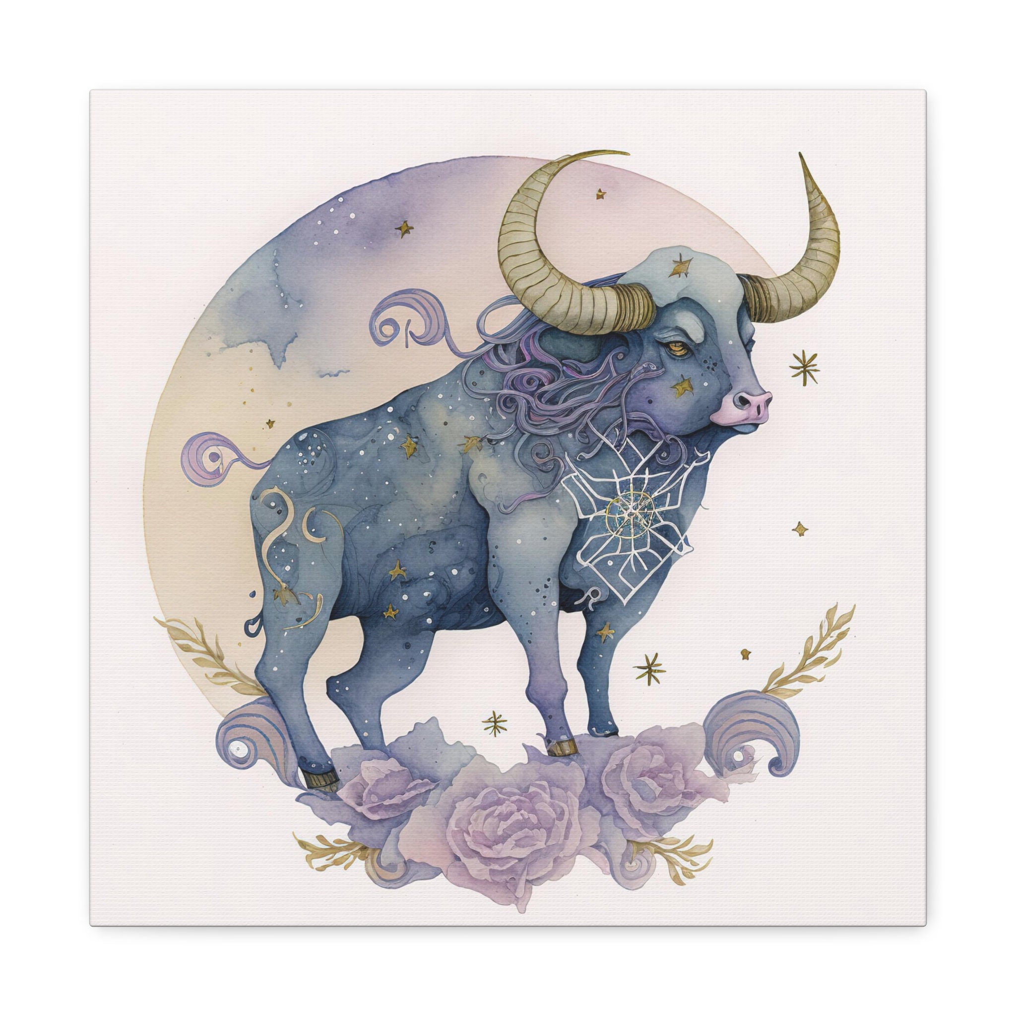 Taurus Sign Watercolor Painting Canvas Gallery Wraps, Zodiac Sign ...
