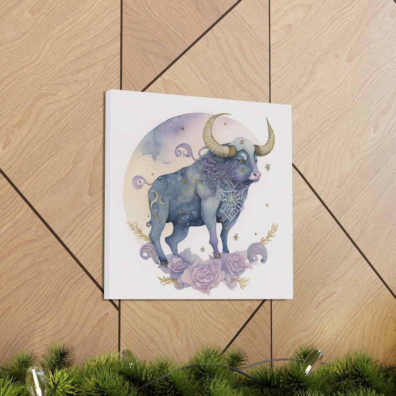 Taurus Sign Watercolor Painting Canvas Gallery Wraps, Zodiac Sign ...