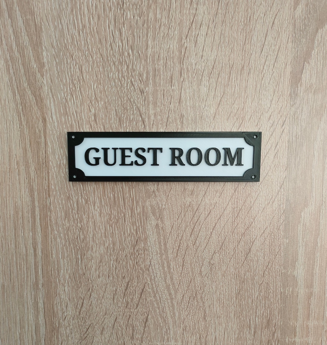 Guest Room Sign, 3d Printed Vintage Style Sign in Black and White ...
