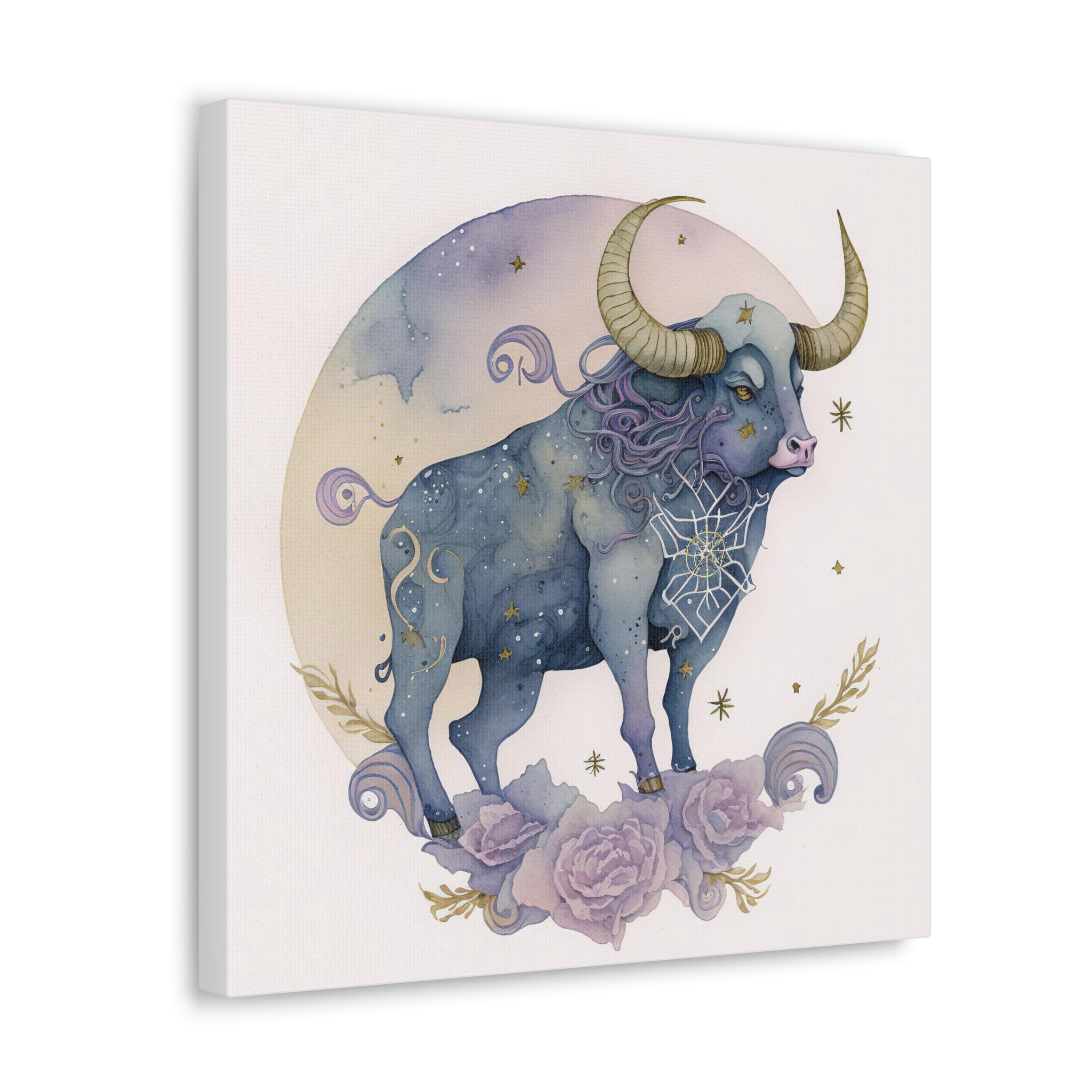 Taurus Sign Watercolor Painting Canvas Gallery Wraps, Zodiac Sign ...