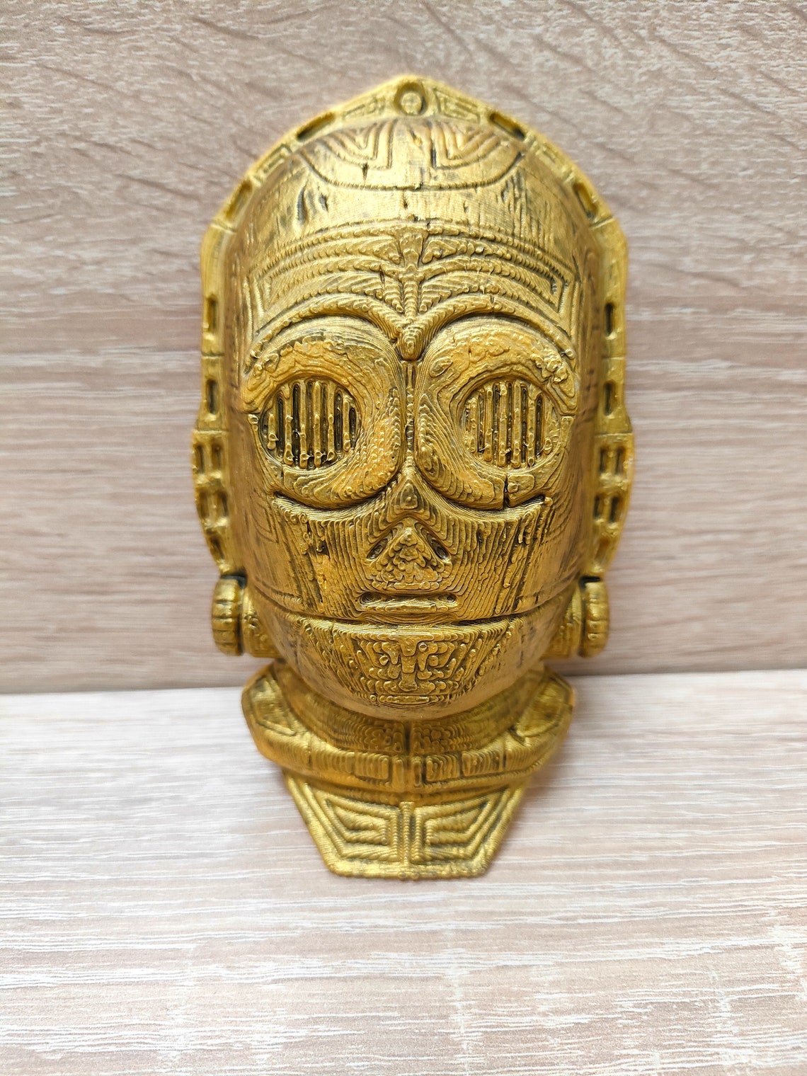 C3P0 Tiki Star Wars Inspired, 3d Printed and Hand Painted , Wood Like ...
