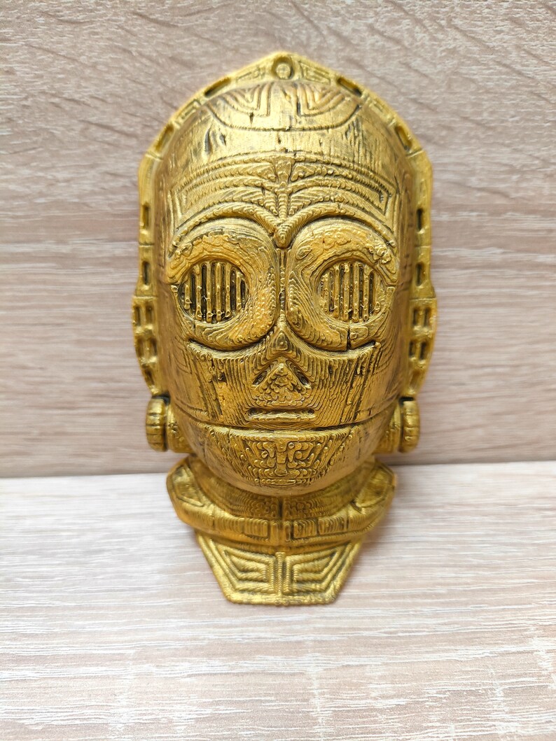 C3P0 Tiki Star Wars Inspired, 3d Printed and Hand Painted , Wood Like ...