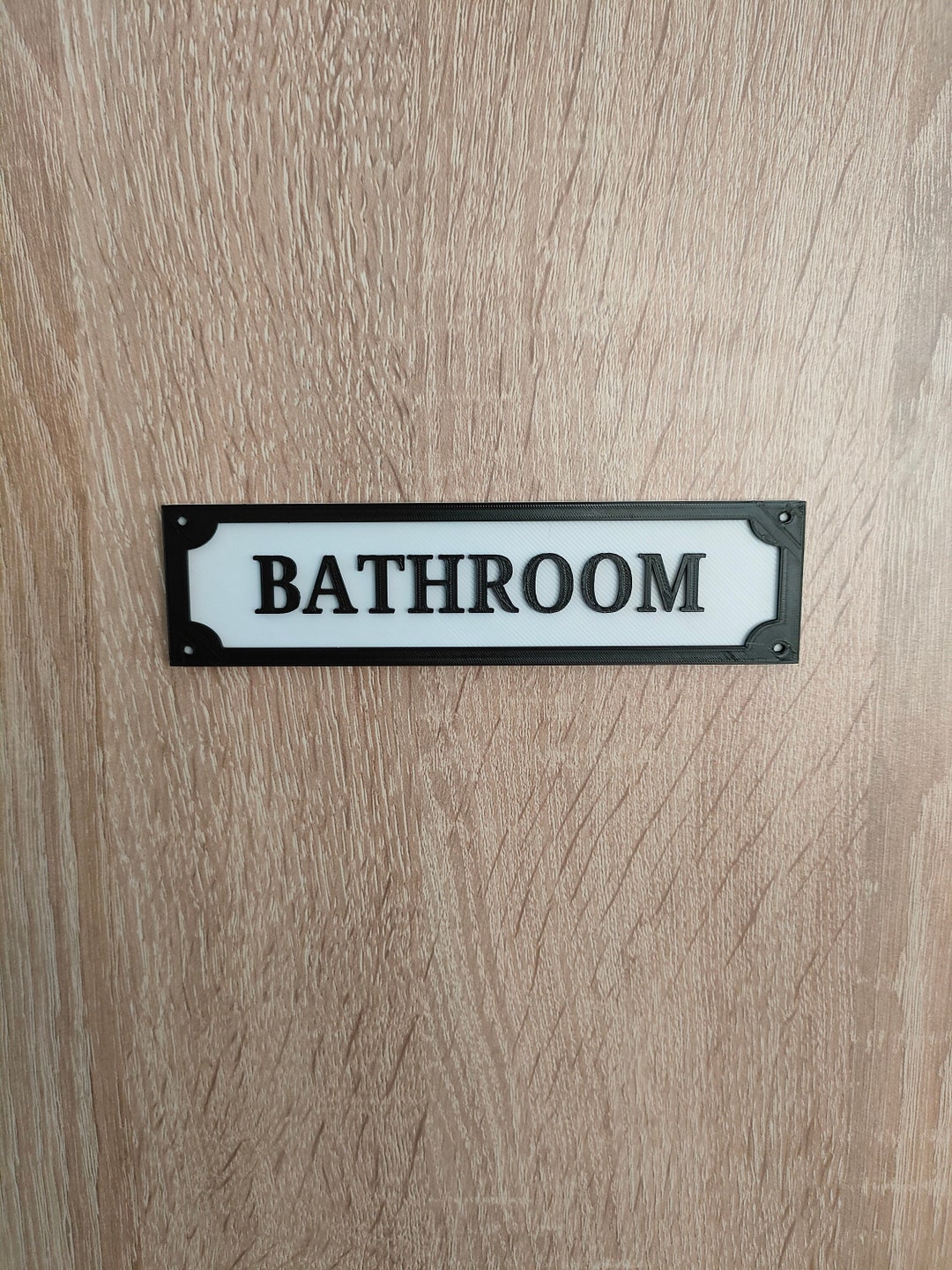 Bathroom Sign, 3d Printed Vintage Style Sign in Black and White ...