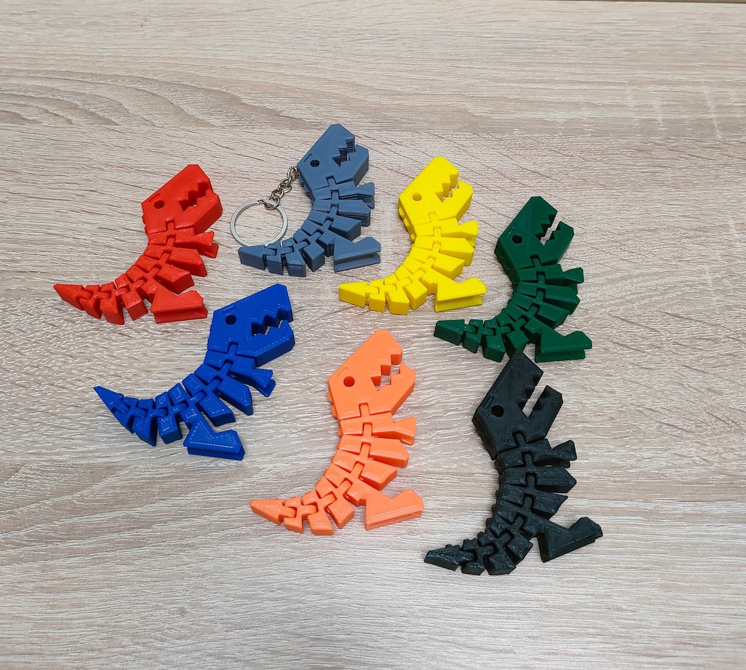 Flexi T Rex Dino - Fidget 3D Printed Keyring - Keychain - Gift 3D ...