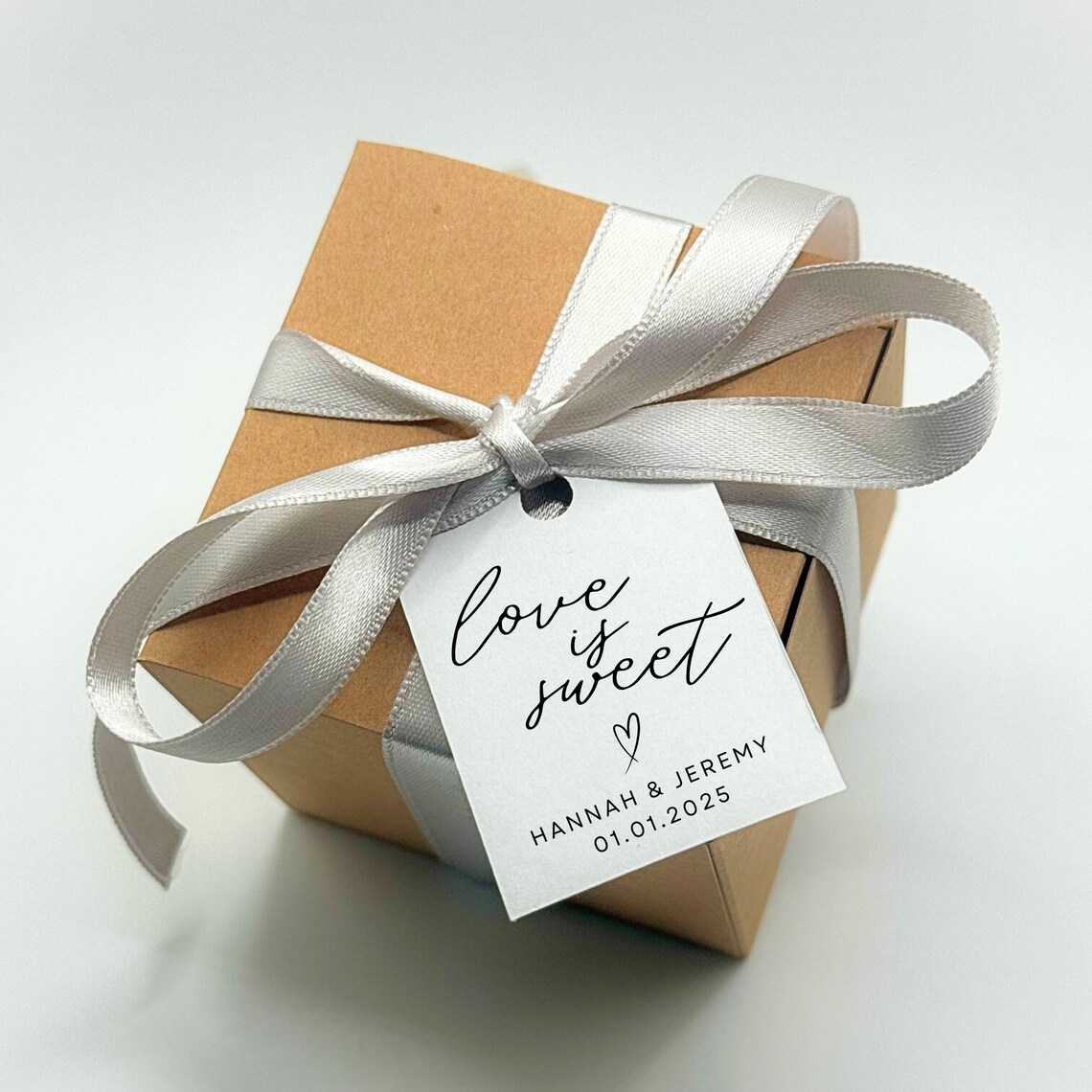 Personalized Wedding Favor Boxes | Rustic Ribbon, Kraft Card - Etsy