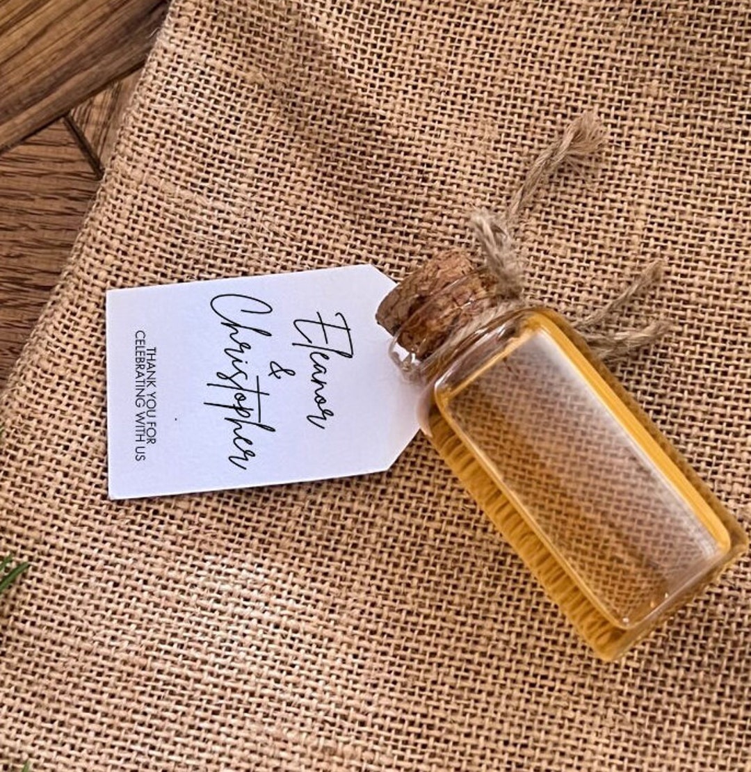 Personalised Wedding Favour Jar, Bottle , Label, & Hessian Ribbon ...
