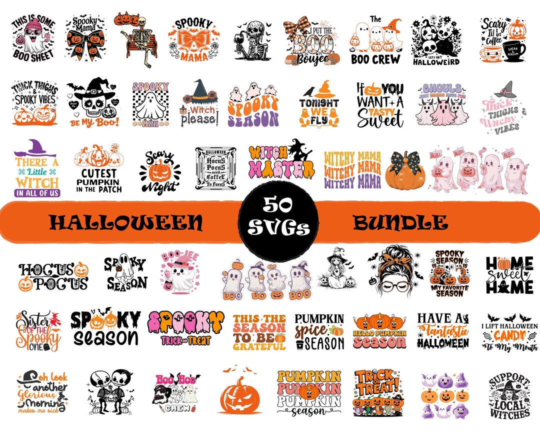 Retro Halloween Bundle PNG, Halloween Bundle, Halloween Png, Spooky ...