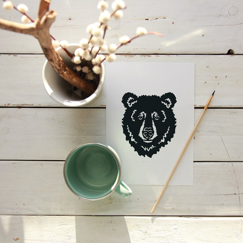 Black Bear SVG Angry Bear SVG Bear Face SVG Wild Bear Silhouette Roaring Bear Stencil Bear ...