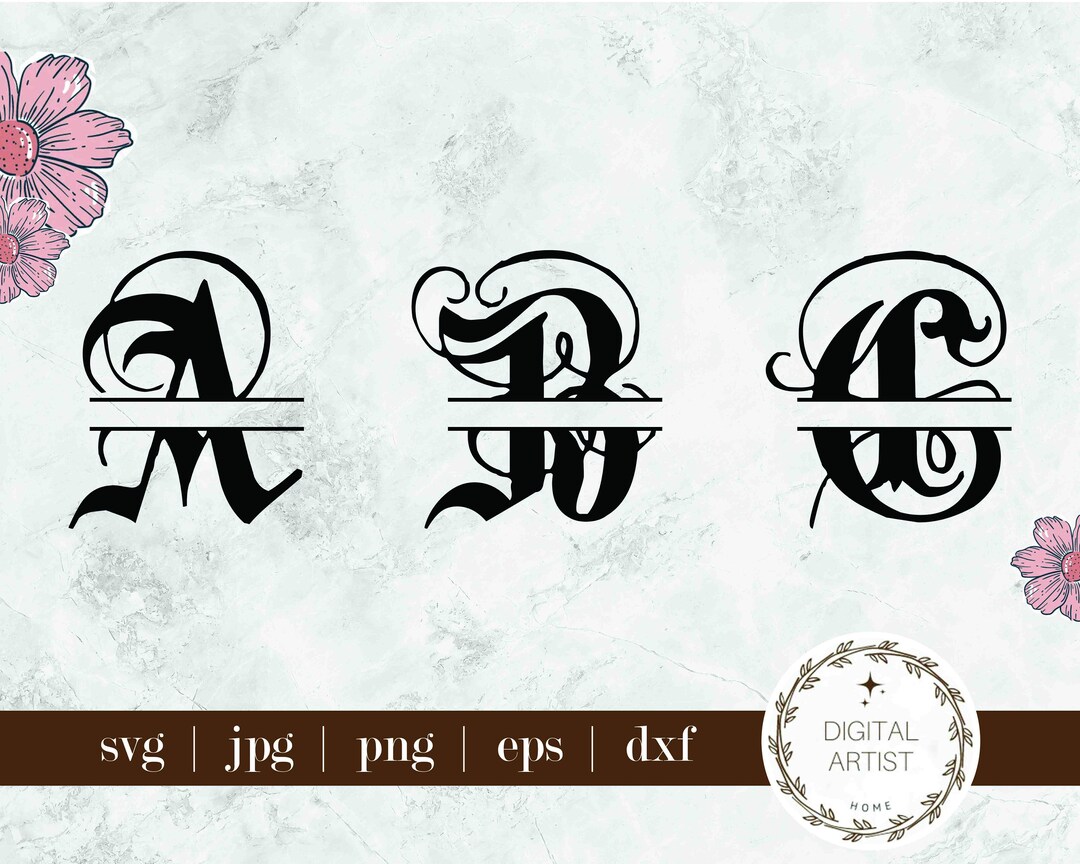 Monogram SVG Split Monogram SVG Last Name SVG Monogram Cricut Files ...